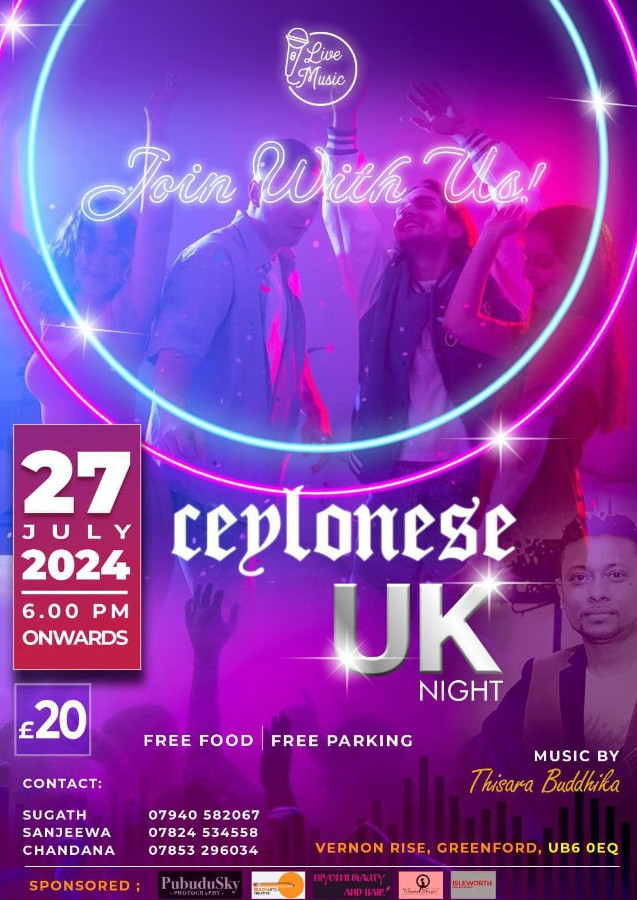 Upcoming UK Sri Lankan Events | Sesatha Web UK